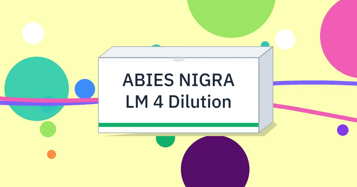 Symbolbild: Packung mit der Aufschrift ABIES NIGRA LM 4 Dilution (PZN 13260205) – Verfügbarkeit und Bezug in Apotheken in Frankfurt am Main