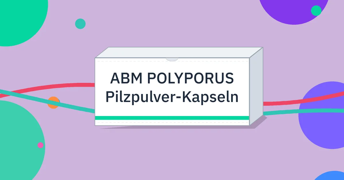 Symbolbild: Packung mit der Aufschrift ABM POLYPORUS Pilzpulver-Kapseln (PZN 20136486) – Verfügbarkeit und Bezug in Apotheken in Frankfurt am Main