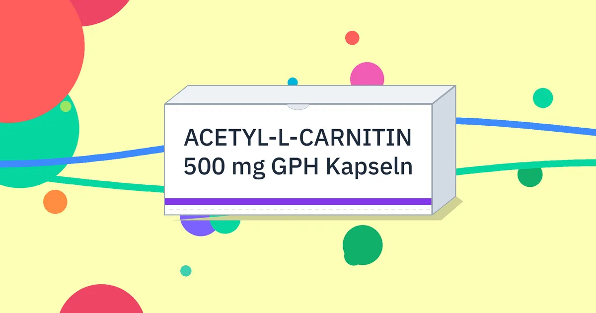 Symbolbild: Packung mit der Aufschrift ACETYL-L-CARNITIN 500 mg GPH Kapseln (PZN 09681349) – Verfügbarkeit und Bezug in Apotheken in Frankfurt am Main