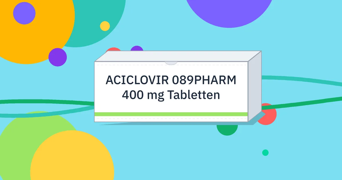 Symbolbild: Packung mit der Aufschrift ACICLOVIR 089PHARM 400 mg Tabletten (PZN 19397626) – Verfügbarkeit und Bezug in Apotheken in Frankfurt am Main