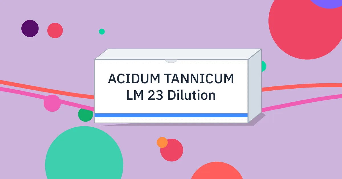 Symbolbild: Packung mit der Aufschrift ACIDUM TANNICUM LM 23 Dilution (PZN 13286015) – Verfügbarkeit und Bezug in Apotheken in Frankfurt am Main