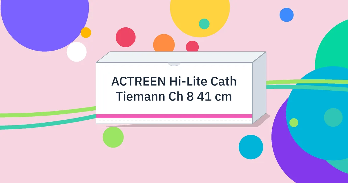 Symbolbild: Packung mit der Aufschrift ACTREEN Hi-Lite Cath Tiemann Ch 8 41 cm (PZN 09948812) – Verfügbarkeit und Bezug in Apotheken in Frankfurt am Main
