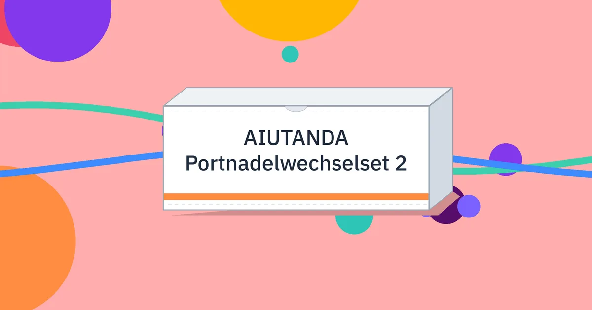 Symbolbild: Packung mit der Aufschrift AIUTANDA Portnadelwechselset 2 (PZN 18130281) – Verfügbarkeit und Bezug in Apotheken in Frankfurt am Main