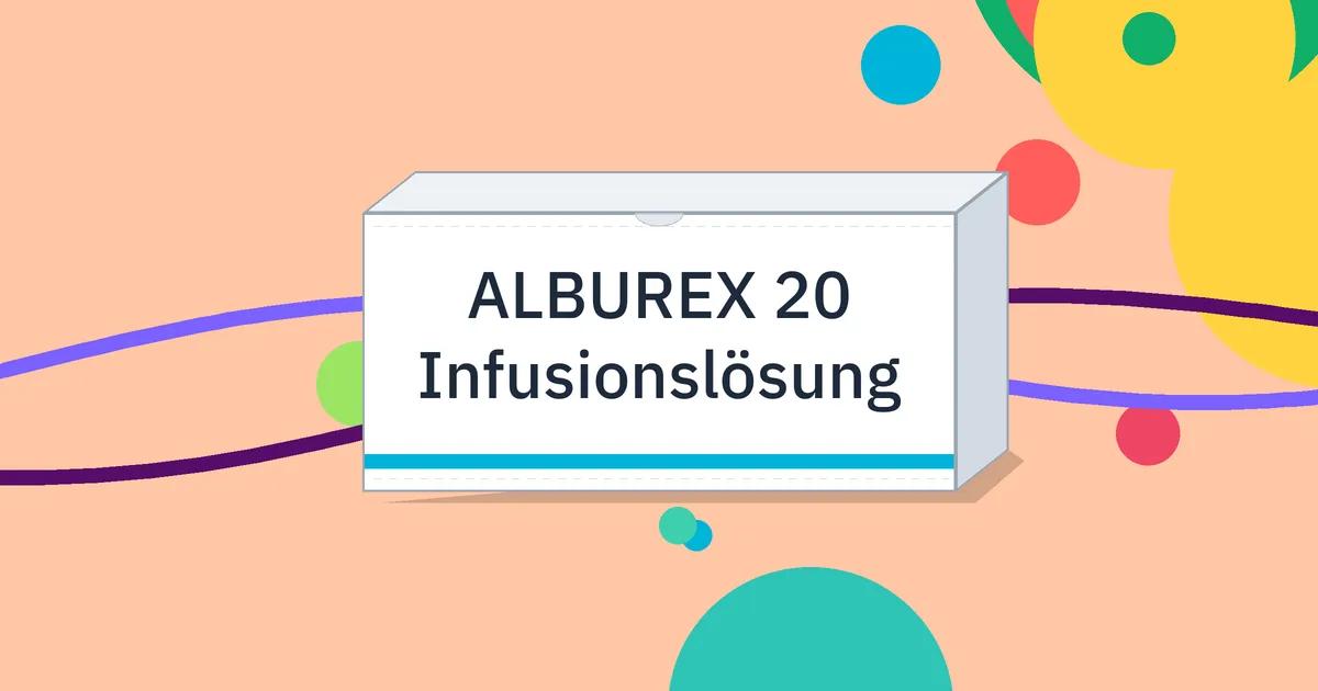 Symbolbild: Packung mit der Aufschrift ALBUREX 20 Infusionslösung (PZN 06446518) – Verfügbarkeit und Bezug in Apotheken in Frankfurt am Main