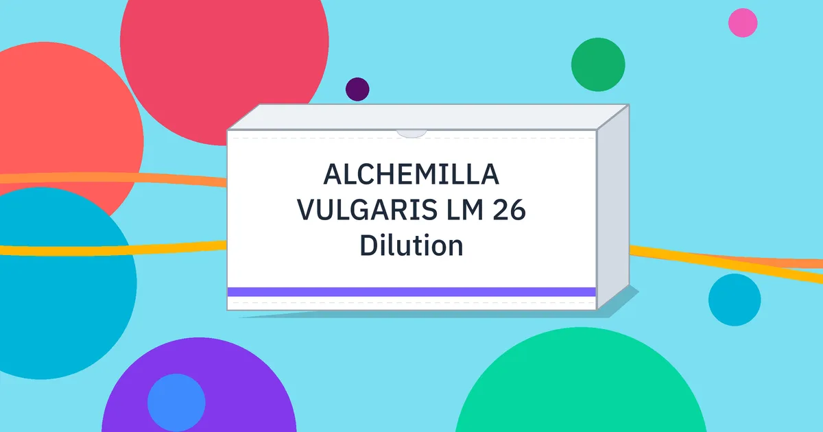 Symbolbild: Packung mit der Aufschrift ALCHEMILLA VULGARIS LM 26 Dilution (PZN 13308969) – Verfügbarkeit und Bezug in Apotheken in Frankfurt am Main