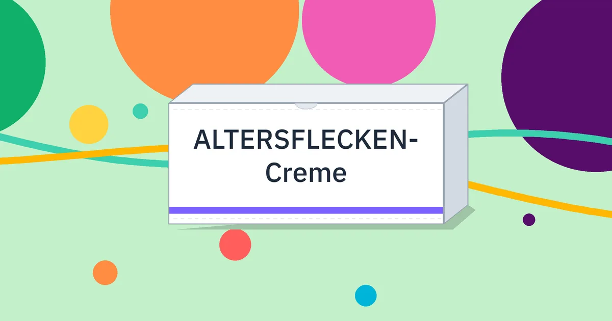 Symbolbild: Packung mit der Aufschrift ALTERSFLECKEN-Creme (PZN 20420997) – Verfügbarkeit und Bezug in Apotheken in Frankfurt am Main