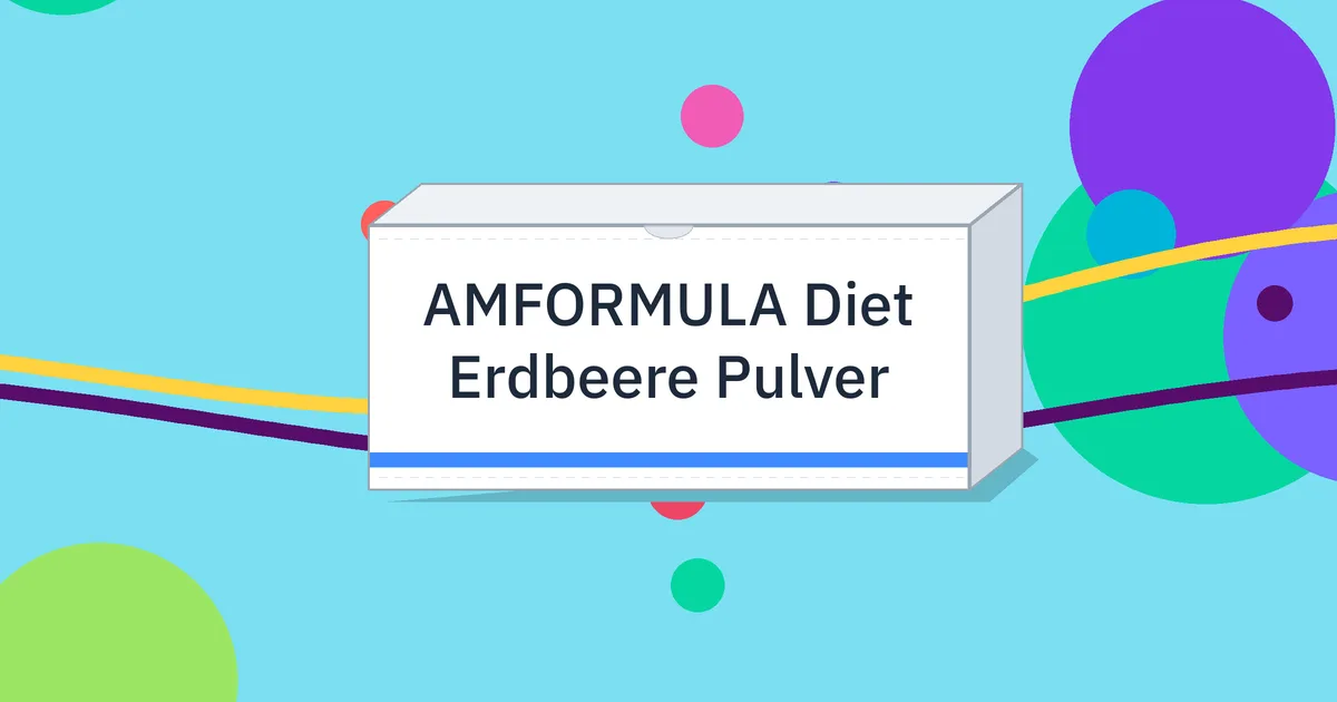 Symbolbild: Packung mit der Aufschrift AMFORMULA Diet Erdbeere Pulver (PZN 01340471) – Verfügbarkeit und Bezug in Apotheken in Frankfurt am Main