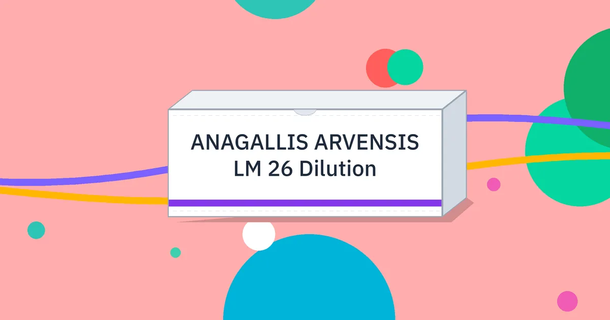 Symbolbild: Packung mit der Aufschrift ANAGALLIS ARVENSIS LM 26 Dilution (PZN 13328044) – Verfügbarkeit und Bezug in Apotheken in Frankfurt am Main