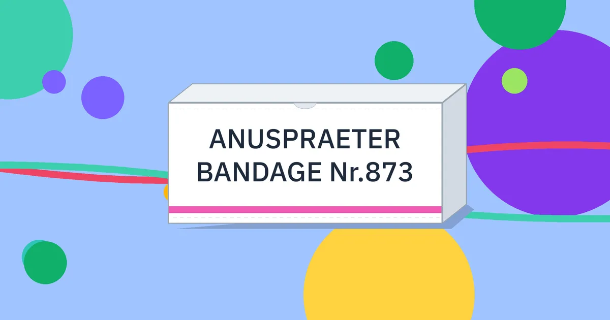 Symbolbild: Packung mit der Aufschrift ANUSPRAETER BANDAGE Nr.873 (PZN 01960819) – Verfügbarkeit und Bezug in Apotheken in Frankfurt am Main