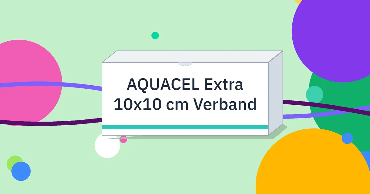 Symbolbild: Packung mit der Aufschrift AQUACEL Extra 10x10 cm Verband (PZN 19899871) – Verfügbarkeit und Bezug in Apotheken in Frankfurt am Main