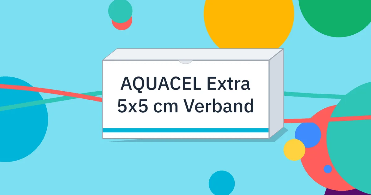 Symbolbild: Packung mit der Aufschrift AQUACEL Extra 5x5 cm Verband (PZN 07787279) – Verfügbarkeit und Bezug in Apotheken in Frankfurt am Main