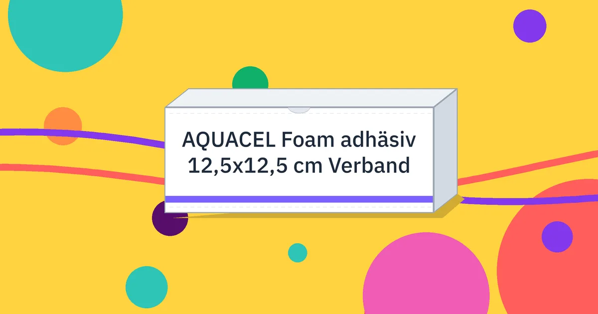 Symbolbild: Packung mit der Aufschrift AQUACEL Foam adhäsiv 12,5x12,5 cm Verband (PZN 19846975) – Verfügbarkeit und Bezug in Apotheken in Frankfurt am Main