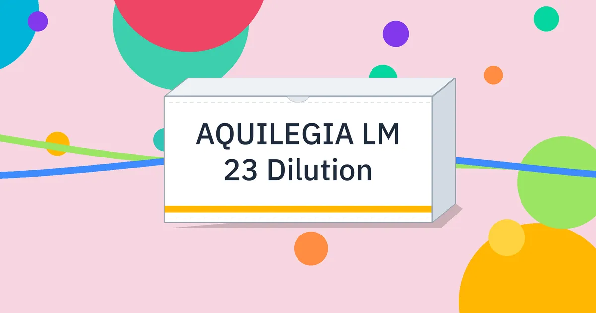 Symbolbild: Packung mit der Aufschrift AQUILEGIA LM 23 Dilution (PZN 13384002) – Verfügbarkeit und Bezug in Apotheken in Frankfurt am Main