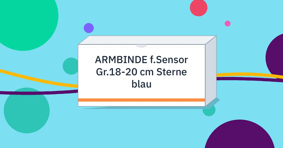 Symbolbild: Packung mit der Aufschrift ARMBINDE f.Sensor Gr.18-20 cm Sterne blau (PZN 17838316) – Verfügbarkeit und Bezug in Apotheken in Frankfurt am Main