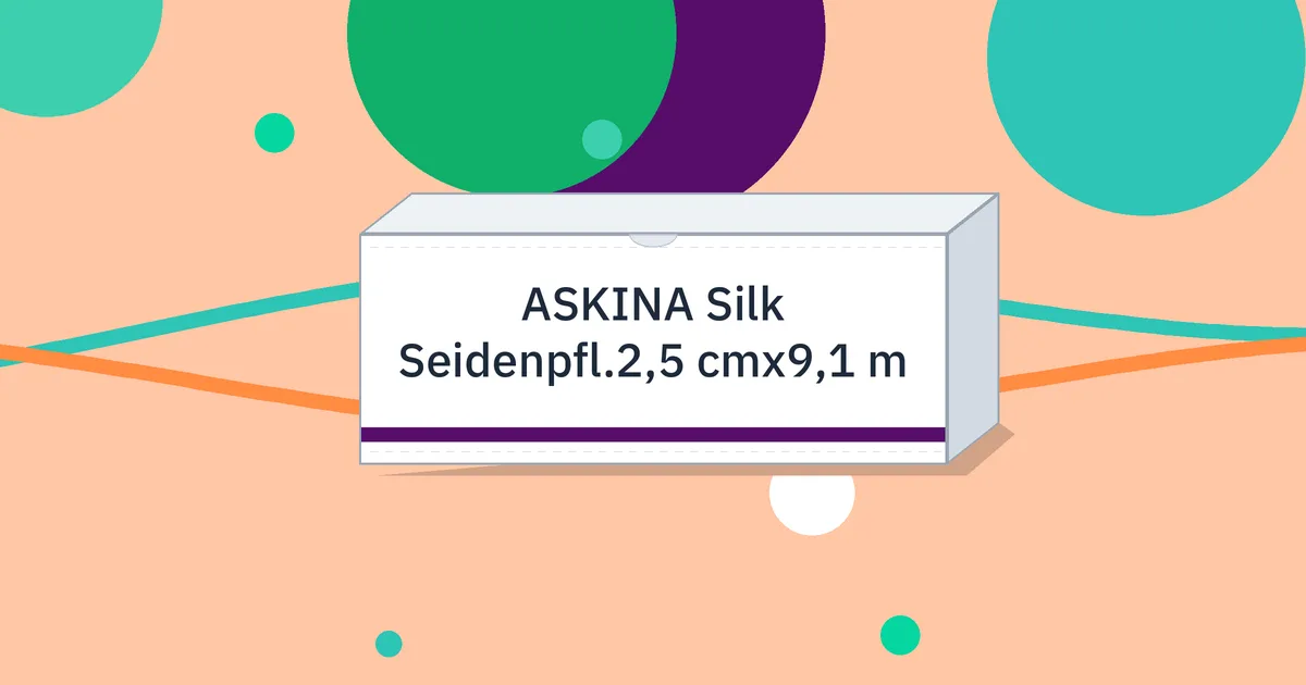 Symbolbild: Packung mit der Aufschrift ASKINA Silk Seidenpfl.2,5 cmx9,1 m (PZN 20057172) – Verfügbarkeit und Bezug in Apotheken in Frankfurt am Main