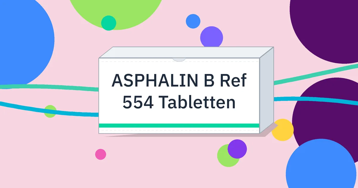 Symbolbild: Packung mit der Aufschrift ASPHALIN B Ref 554 Tabletten (PZN 00571783) – Verfügbarkeit und Bezug in Apotheken in Frankfurt am Main