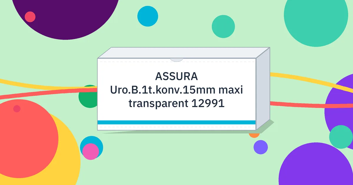 Symbolbild: Packung mit der Aufschrift ASSURA Uro.B.1t.konv.15mm maxi transparent 12991 (PZN 07598549) – Verfügbarkeit und Bezug in Apotheken in Frankfurt am Main