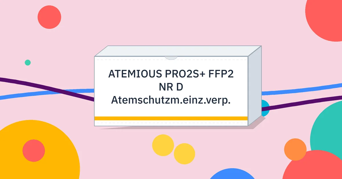Symbolbild: Packung mit der Aufschrift ATEMIOUS PRO2S+ FFP2 NR D Atemschutzm.einz.verp. (PZN 20648832) – Verfügbarkeit und Bezug in Apotheken in Frankfurt am Main