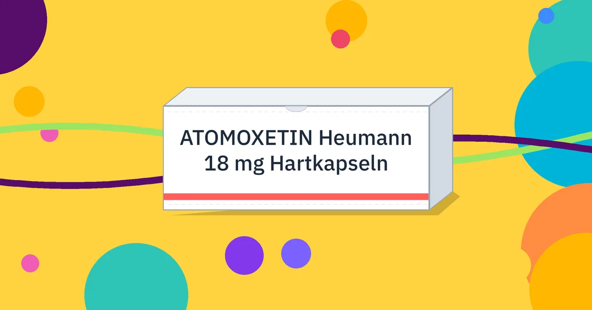 Symbolbild: Packung mit der Aufschrift ATOMOXETIN Heumann 18 mg Hartkapseln (PZN 18092971) – Verfügbarkeit und Bezug in Apotheken in Frankfurt am Main