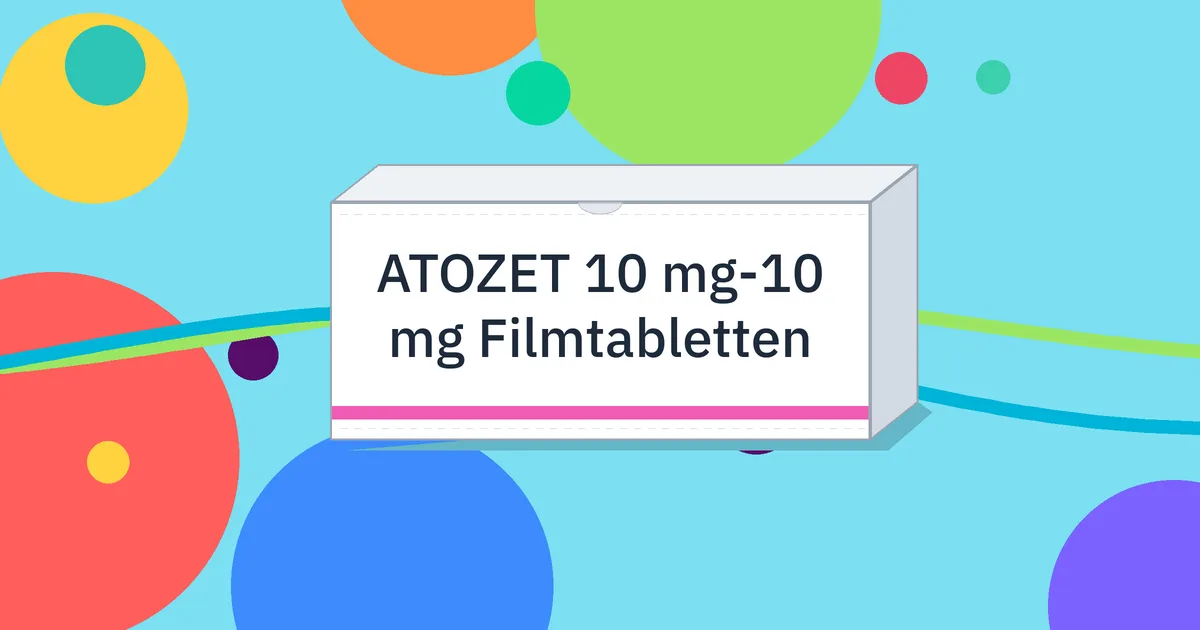 Symbolbild: Packung mit der Aufschrift ATOZET 10 mg-10 mg Filmtabletten (PZN 16686169) – Verfügbarkeit und Bezug in Apotheken in Frankfurt am Main