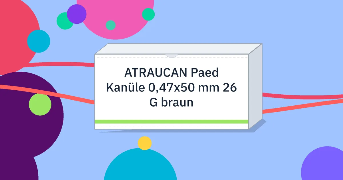 Symbolbild: Packung mit der Aufschrift ATRAUCAN Paed Kanüle 0,47x50 mm 26 G braun (PZN 06849742) – Verfügbarkeit und Bezug in Apotheken in Frankfurt am Main