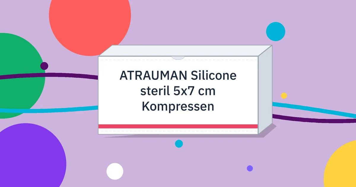Symbolbild: Packung mit der Aufschrift ATRAUMAN Silicone steril 5x7 cm Kompressen (PZN 17952472) – Verfügbarkeit und Bezug in Apotheken in Frankfurt am Main