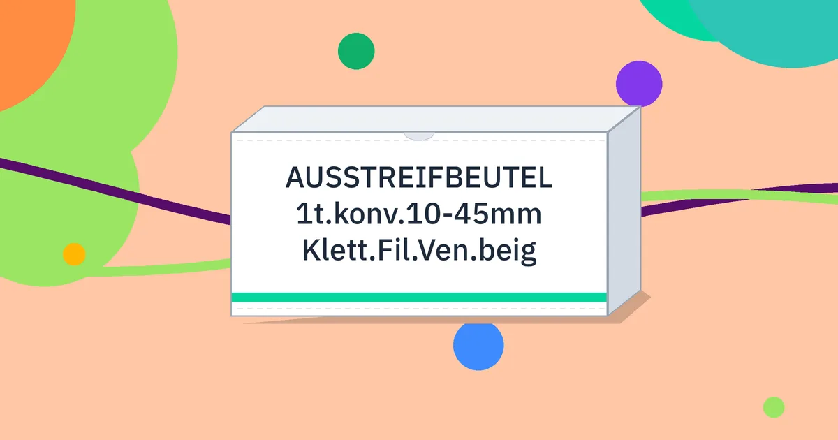 Symbolbild: Packung mit der Aufschrift AUSSTREIFBEUTEL 1t.konv.10-45mm Klett.Fil.Ven.beig (PZN 14155806) – Verfügbarkeit und Bezug in Apotheken in Frankfurt am Main