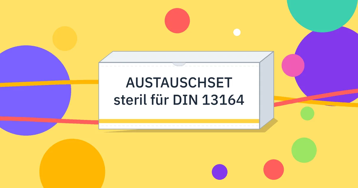 Symbolbild: Packung mit der Aufschrift AUSTAUSCHSET steril für DIN 13164 (PZN 00167415) – Verfügbarkeit und Bezug in Apotheken in Frankfurt am Main
