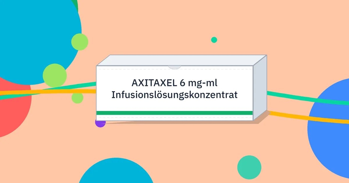 Symbolbild: Packung mit der Aufschrift AXITAXEL 6 mg-ml Infusionslösungskonzentrat (PZN 09006903) – Verfügbarkeit und Bezug in Apotheken in Frankfurt am Main