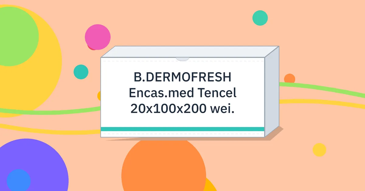 Symbolbild: Packung mit der Aufschrift B.DERMOFRESH Encas.med Tencel 20x100x200 wei. (PZN 09244637) – Verfügbarkeit und Bezug in Apotheken in Frankfurt am Main
