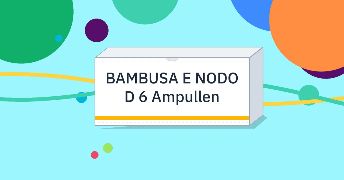 Symbolbild: Packung mit der Aufschrift BAMBUSA E NODO D 6 Ampullen (PZN 02832638) – Verfügbarkeit und Bezug in Apotheken in Frankfurt am Main