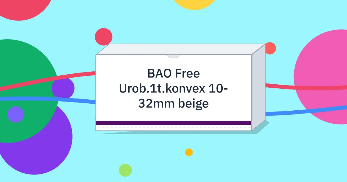 Symbolbild: Packung mit der Aufschrift BAO Free Urob.1t.konvex 10-32mm beige (PZN 16574022) – Verfügbarkeit und Bezug in Apotheken in Frankfurt am Main