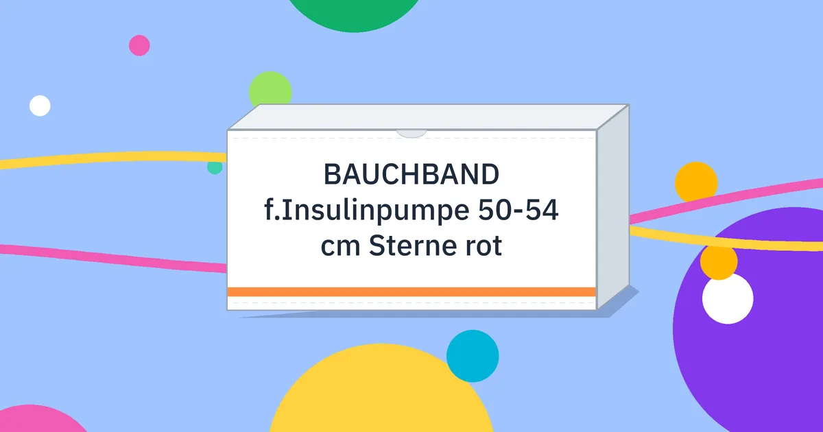Symbolbild: Packung mit der Aufschrift BAUCHBAND f.Insulinpumpe 50-54 cm Sterne rot (PZN 16510223) – Verfügbarkeit und Bezug in Apotheken in Frankfurt am Main