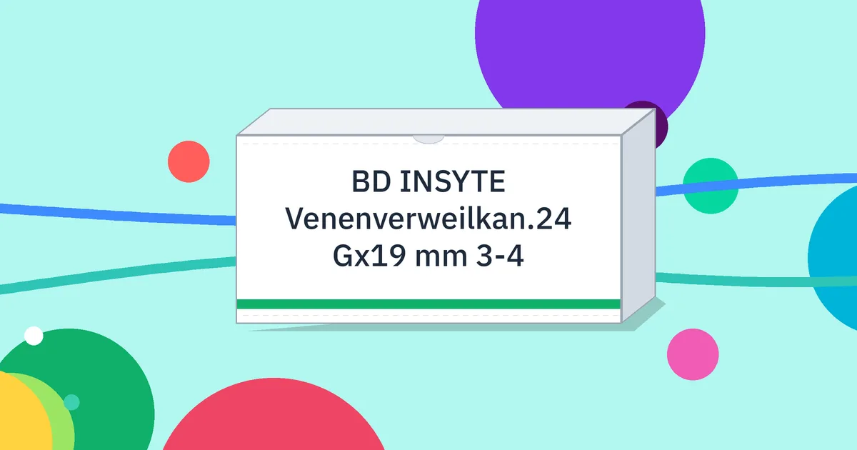 Symbolbild: Packung mit der Aufschrift BD INSYTE Venenverweilkan.24 Gx19 mm 3-4 (PZN 07546297) – Verfügbarkeit und Bezug in Apotheken in Frankfurt am Main