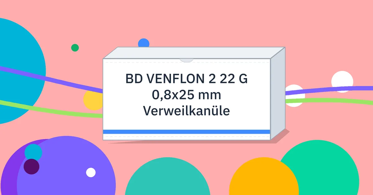 Symbolbild: Packung mit der Aufschrift BD VENFLON 2 22 G 0,8x25 mm Verweilkanüle (PZN 02768030) – Verfügbarkeit und Bezug in Apotheken in Frankfurt am Main