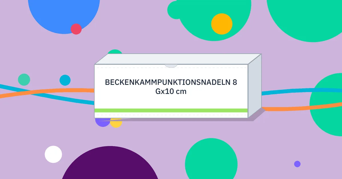 Symbolbild: Packung mit der Aufschrift BECKENKAMMPUNKTIONSNADELN 8 Gx10 cm (PZN 09190255) – Verfügbarkeit und Bezug in Apotheken in Frankfurt am Main