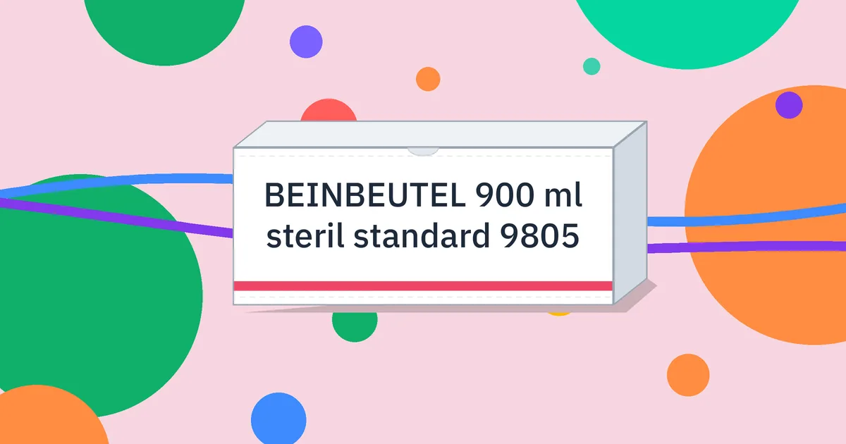 Symbolbild: Packung mit der Aufschrift BEINBEUTEL 900 ml steril standard 9805 (PZN 00241525) – Verfügbarkeit und Bezug in Apotheken in Frankfurt am Main