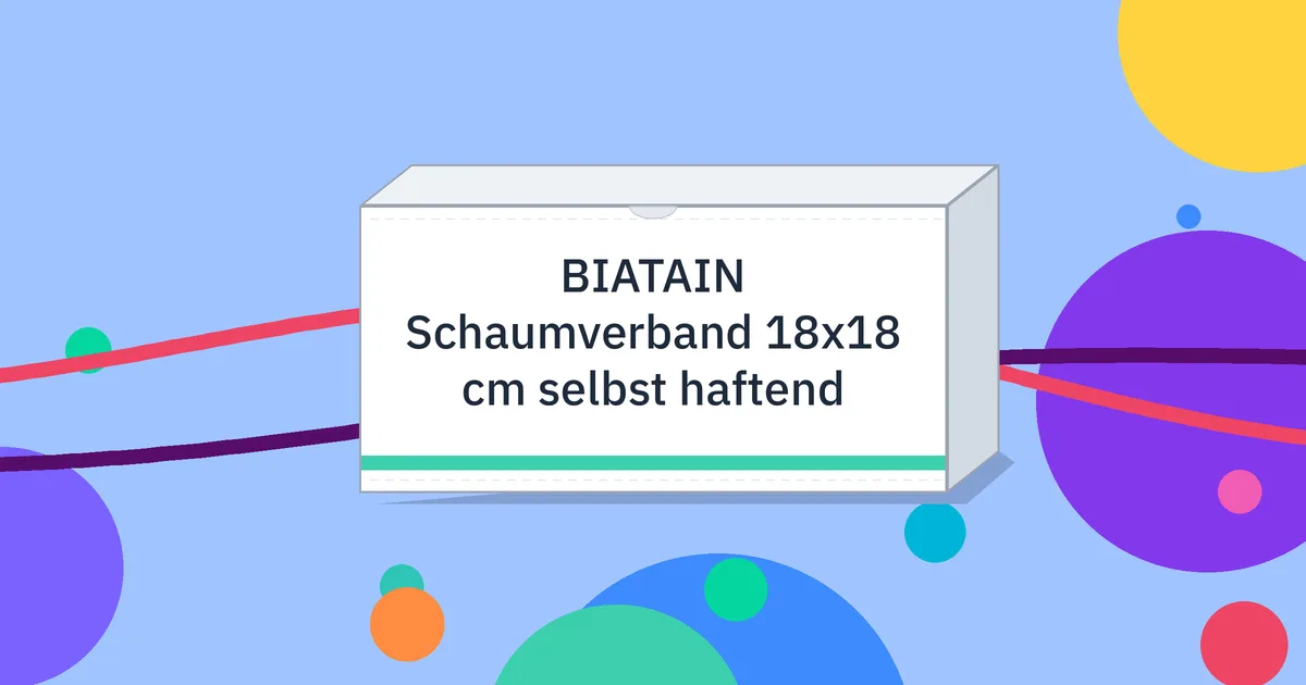 Symbolbild: Packung mit der Aufschrift BIATAIN Schaumverband 18x18 cm selbst haftend (PZN 14331700) – Verfügbarkeit und Bezug in Apotheken in Frankfurt am Main
