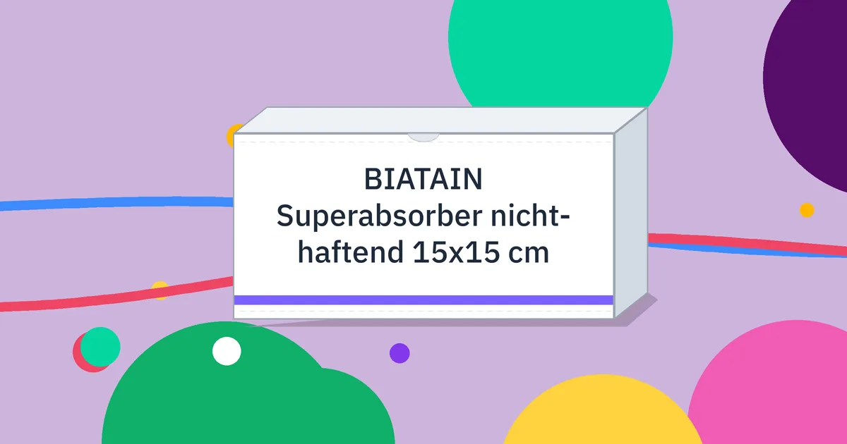 Symbolbild: Packung mit der Aufschrift BIATAIN Superabsorber nicht-haftend 15x15 cm (PZN 20365838) – Verfügbarkeit und Bezug in Apotheken in Frankfurt am Main