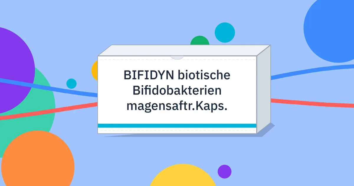 Symbolbild: Packung mit der Aufschrift BIFIDYN biotische Bifidobakterien magensaftr.Kaps. (PZN 18211051) – Verfügbarkeit und Bezug in Apotheken in Frankfurt am Main