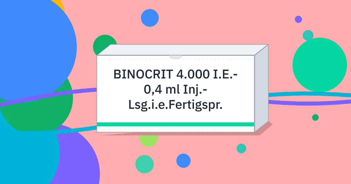 Symbolbild: Packung mit der Aufschrift BINOCRIT 4.000 I.E.-0,4 ml Inj.-Lsg.i.e.Fertigspr. (PZN 14129097) – Verfügbarkeit und Bezug in Apotheken in Frankfurt am Main