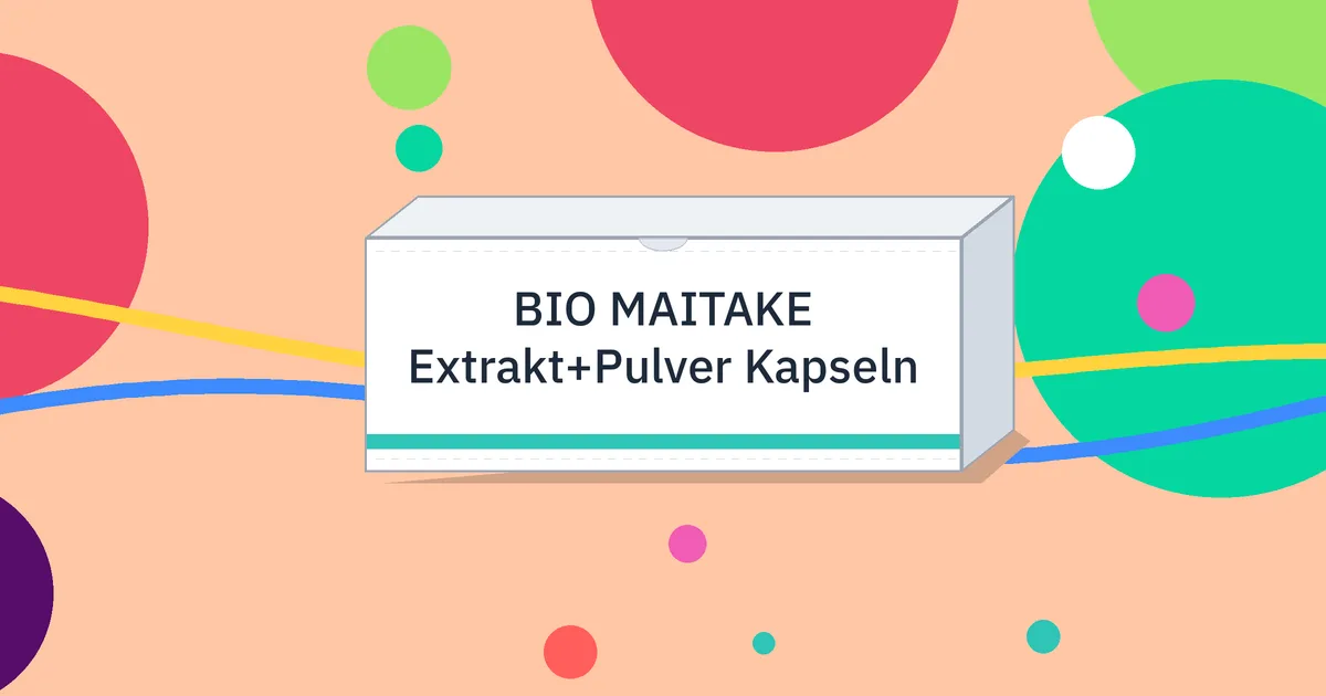 Symbolbild: Packung mit der Aufschrift BIO MAITAKE Extrakt+Pulver Kapseln (PZN 17566450) – Verfügbarkeit und Bezug in Apotheken in Frankfurt am Main