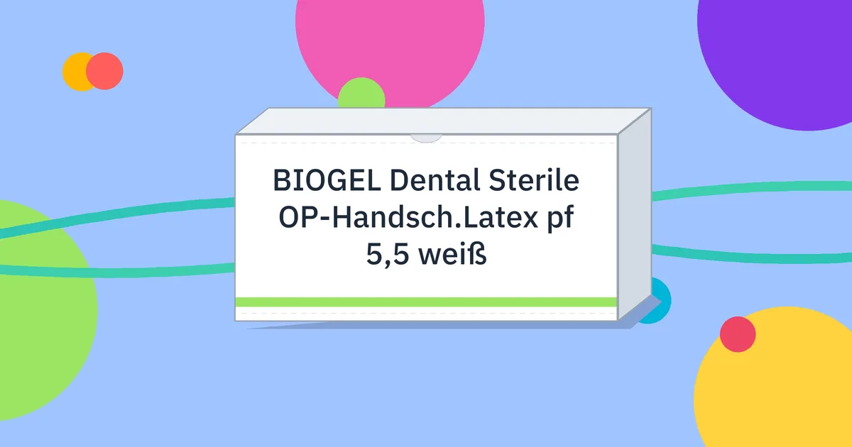 Symbolbild: Packung mit der Aufschrift BIOGEL Dental Sterile OP-Handsch.Latex pf 5,5 weiß (PZN 19496185) – Verfügbarkeit und Bezug in Apotheken in Frankfurt am Main