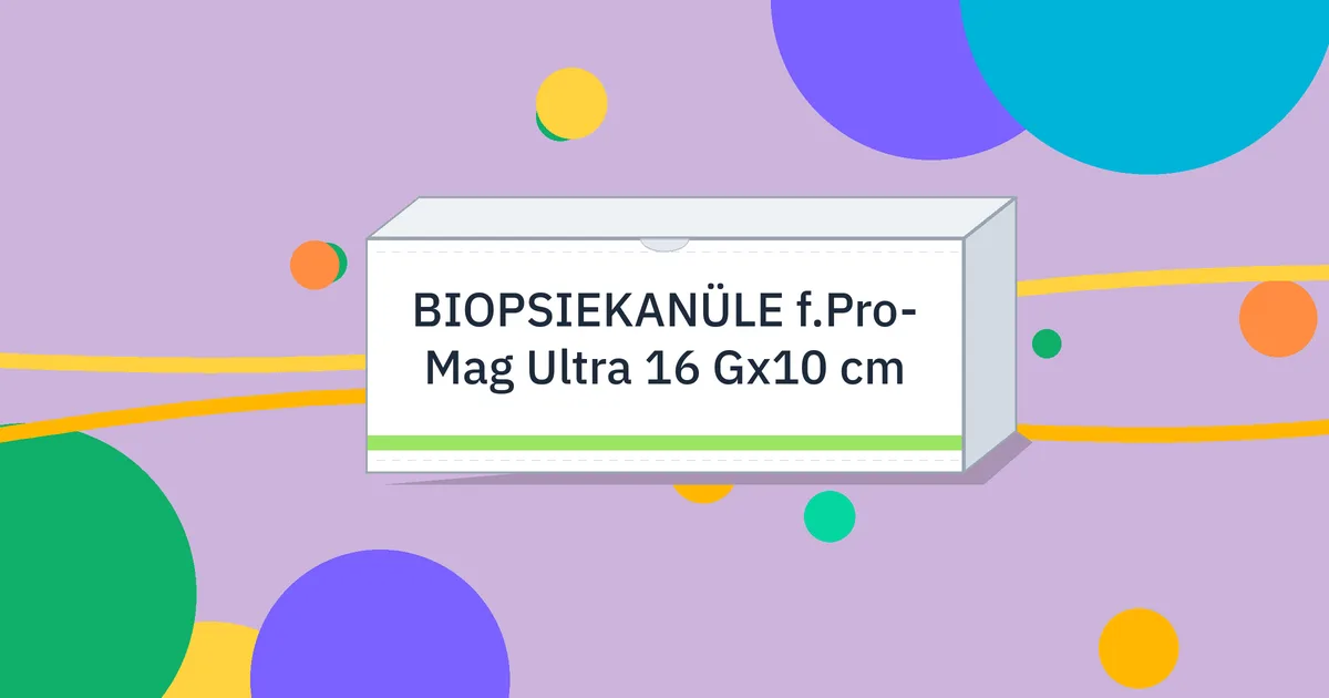 Symbolbild: Packung mit der Aufschrift BIOPSIEKANÜLE f.Pro-Mag Ultra 16 Gx10 cm (PZN 04210059) – Verfügbarkeit und Bezug in Apotheken in Frankfurt am Main
