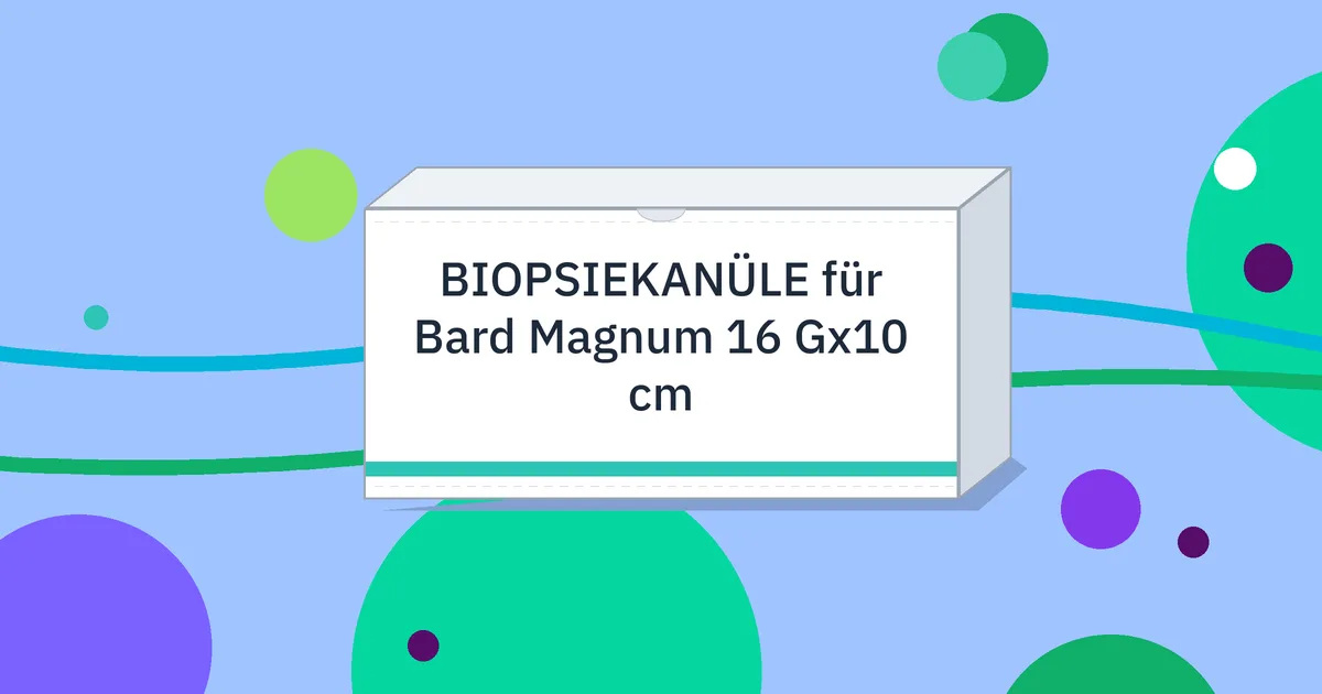 Symbolbild: Packung mit der Aufschrift BIOPSIEKANÜLE für Bard Magnum 16 Gx10 cm (PZN 04658156) – Verfügbarkeit und Bezug in Apotheken in Frankfurt am Main