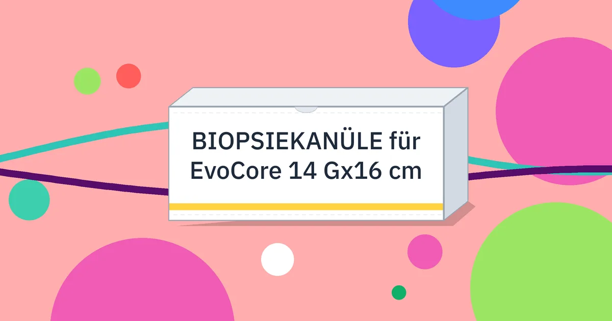 Symbolbild: Packung mit der Aufschrift BIOPSIEKANÜLE für EvoCore 14 Gx16 cm (PZN 11059054) – Verfügbarkeit und Bezug in Apotheken in Frankfurt am Main