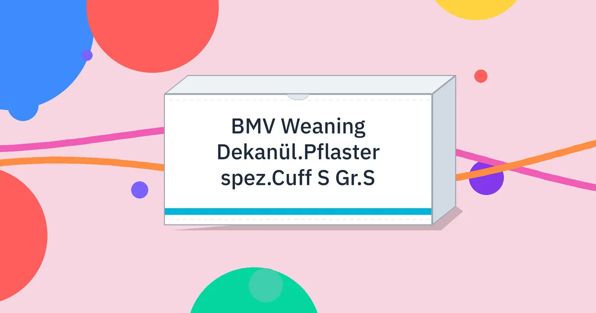 Symbolbild: Packung mit der Aufschrift BMV Weaning Dekanül.Pflaster spez.Cuff S Gr.S (PZN 16608577) – Verfügbarkeit und Bezug in Apotheken in Frankfurt am Main