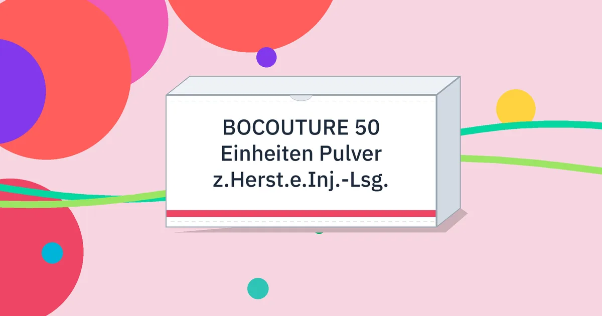 Symbolbild: Packung mit der Aufschrift BOCOUTURE 50 Einheiten Pulver z.Herst.e.Inj.-Lsg. (PZN 18220647) – Verfügbarkeit und Bezug in Apotheken in Frankfurt am Main