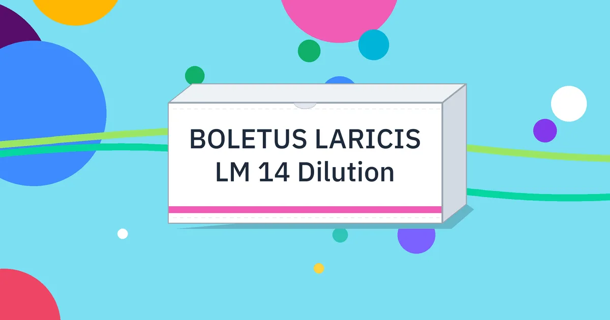 Symbolbild: Packung mit der Aufschrift BOLETUS LARICIS LM 14 Dilution (PZN 13391315) – Verfügbarkeit und Bezug in Apotheken in Frankfurt am Main