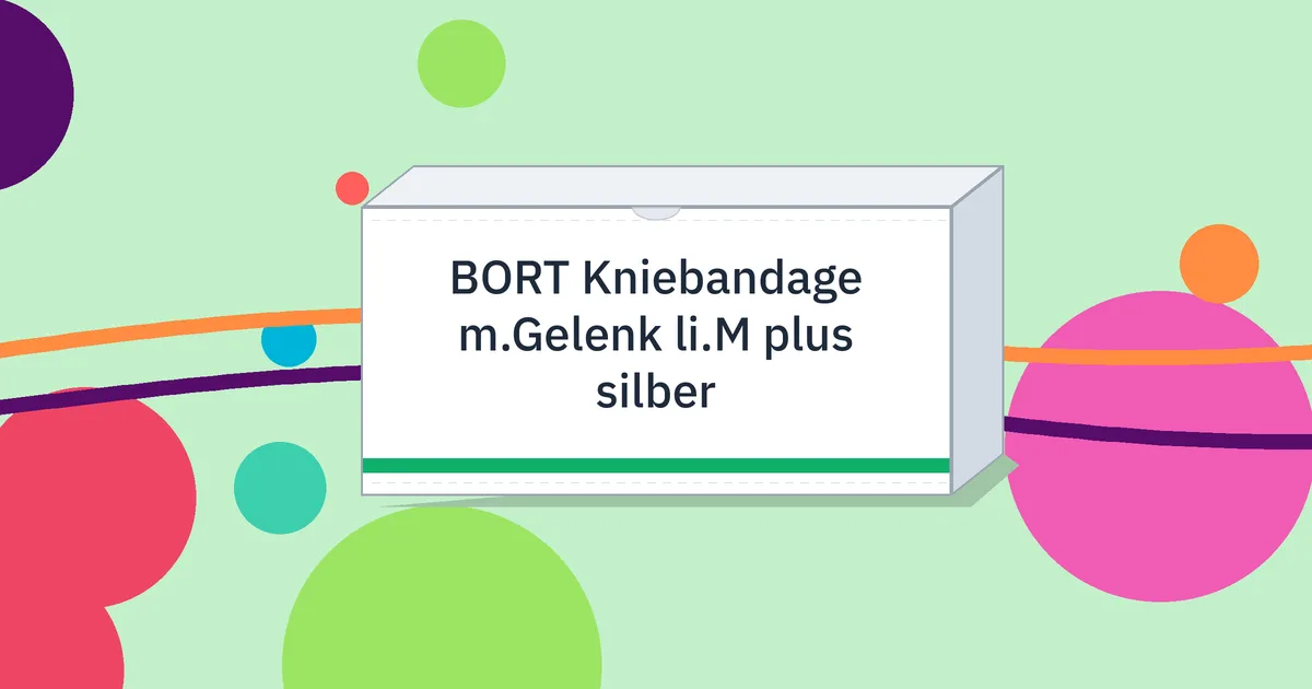 Symbolbild: Packung mit der Aufschrift BORT Kniebandage m.Gelenk li.M plus silber (PZN 11055234) – Verfügbarkeit und Bezug in Apotheken in Frankfurt am Main